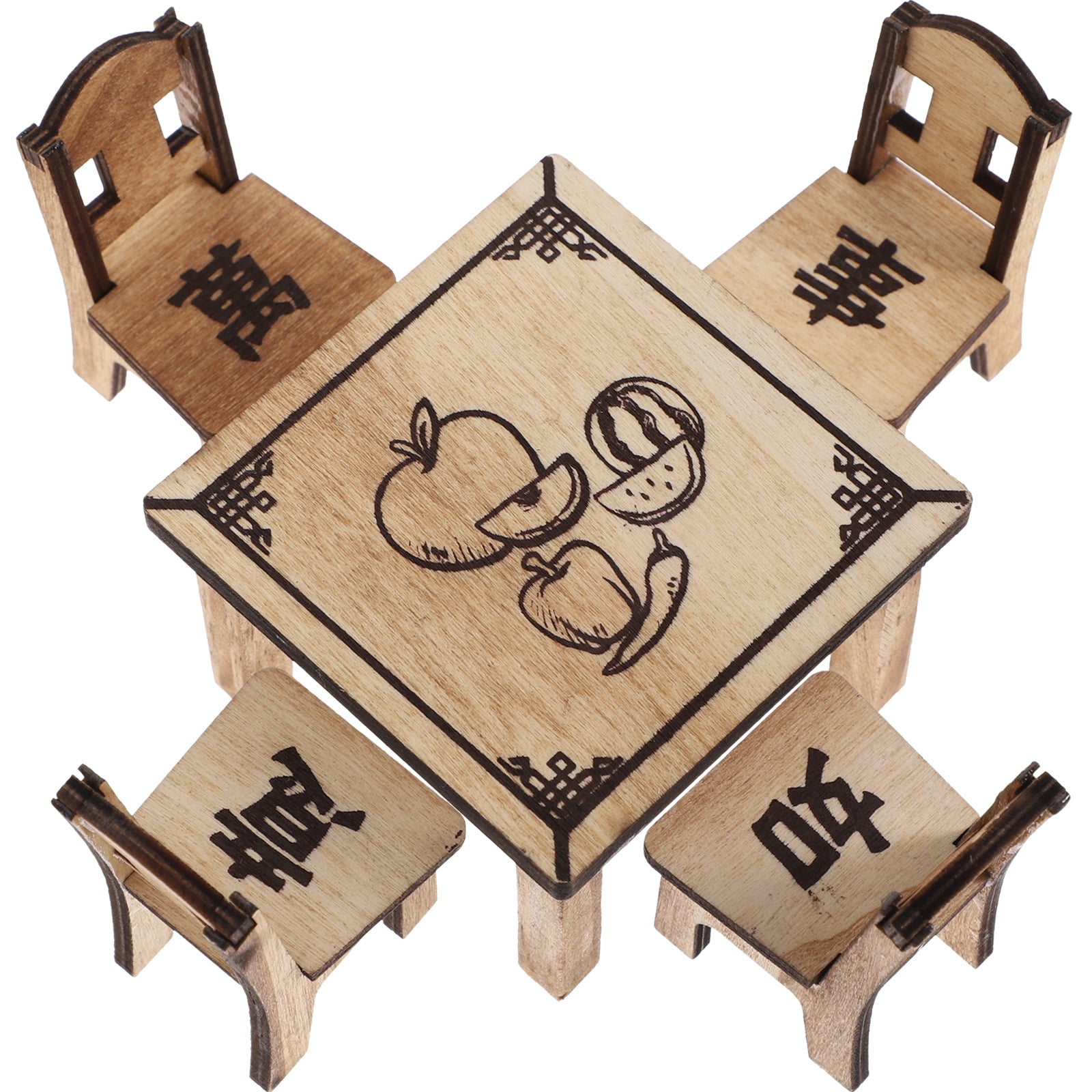 2 Sets Mini House Table Simulation Chair Decor Mimi Table Model ...