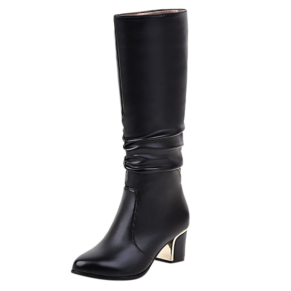 Click here for Nokio Womens Knee High Block Heel Boots - Round To... prices