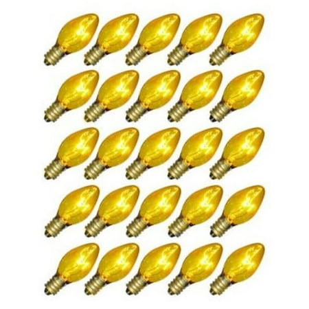Club Pack of 25 Transparent Yellow C7 Twinkle Replacement Christmas ...