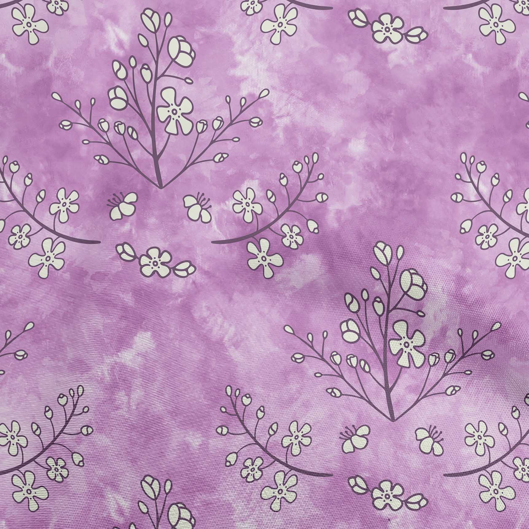 oneOone Velvet Purple Fabric Floral Sewing Material Print Fabric By The ...