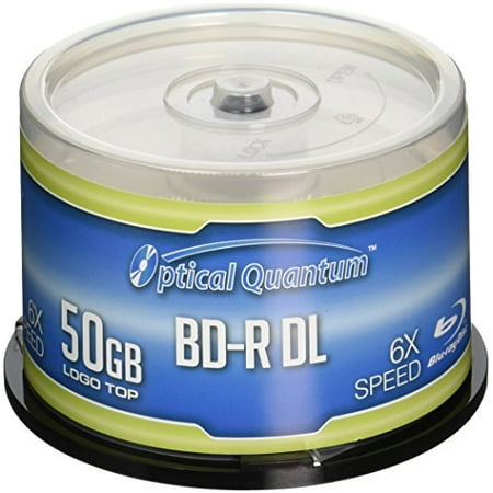 Optical Quantum 50 GB 6X Blu-ray Double Layer Recordable Disc BD-R DL Logo Top, 50-Disc Spindle ...