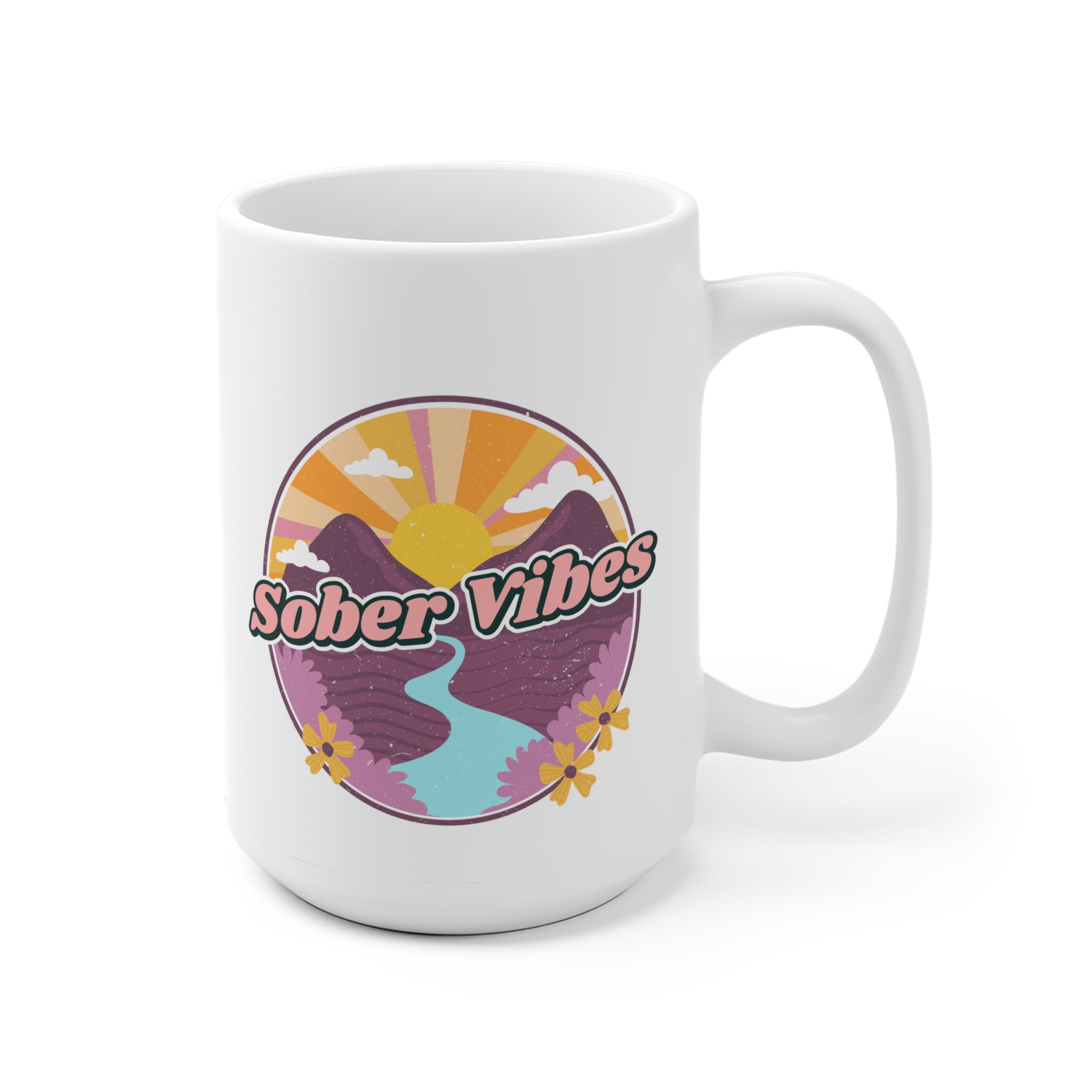 "Sober Vibes" Addiction Recovery White Ceramic Coffee Mug - Walmart.com