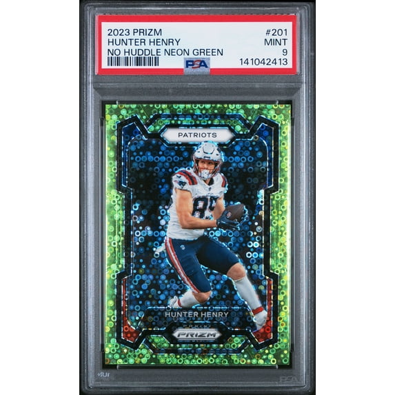 2023 Panini Prizm Hunter Henry #201 No Huddle Neon Green /5 PSA 9 ...