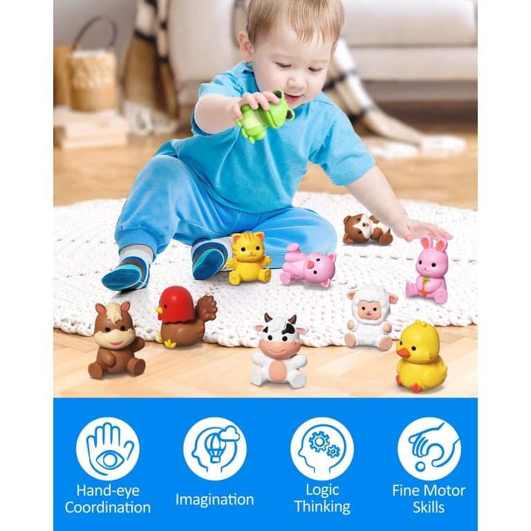Sensory Toys 20PCS Farm Animals Toys Set Montessori Counting Toys Color ...