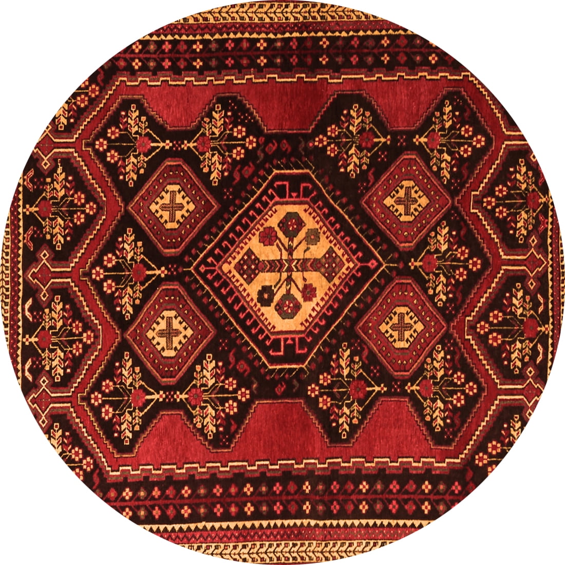 Ahgly Company Indoor Round Persian Orange Traditional Area Rugs, 5 ...