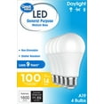 Great Value LED Light Bulbs 100 Watts Eqv Daylight A19 General Purpose ...