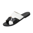 Domuza Women's Color Block Flat Leather Sandals Open Toe Vacation Slip ...