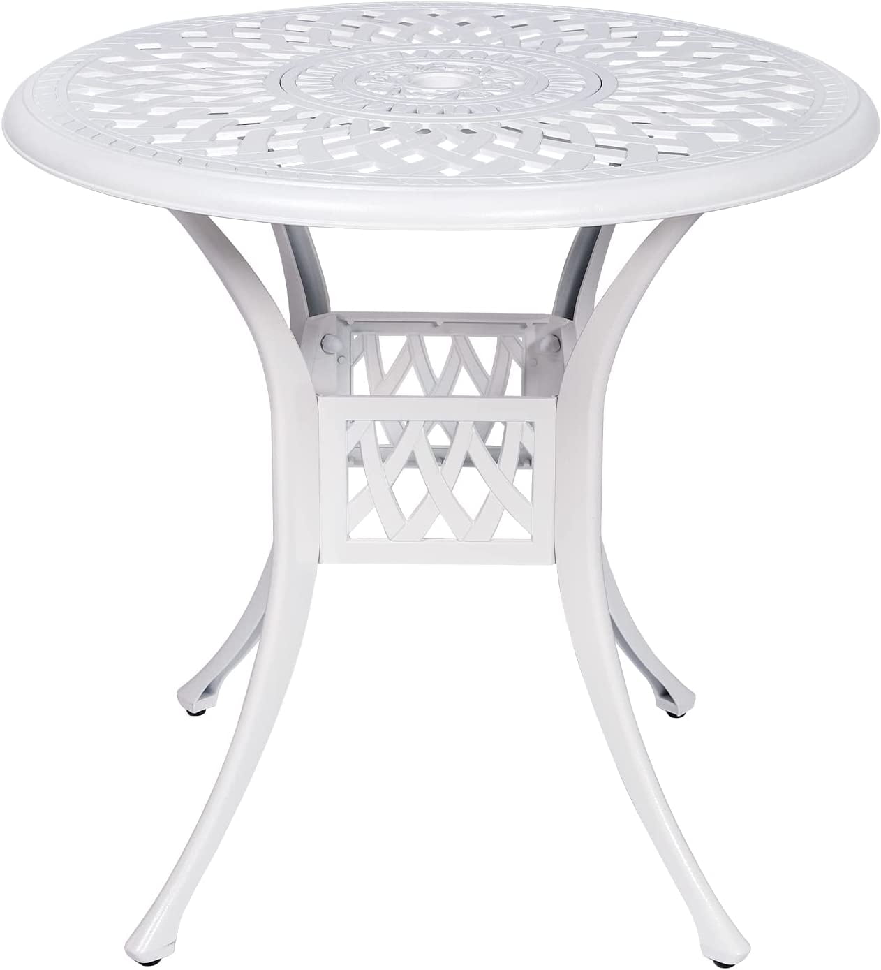 VIVIJASON 30.8" Patio Bistro Table Outdoor Dining Round Table White ...