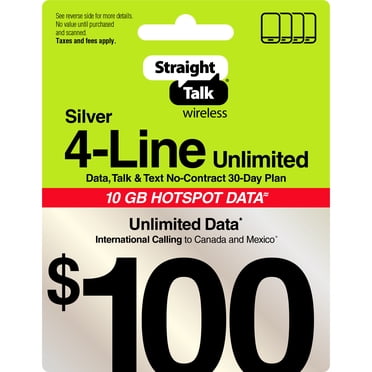 Straight Talk $45 Silver Unlimited 30-Day Prepaid Plan + 10GB Hotspot ...