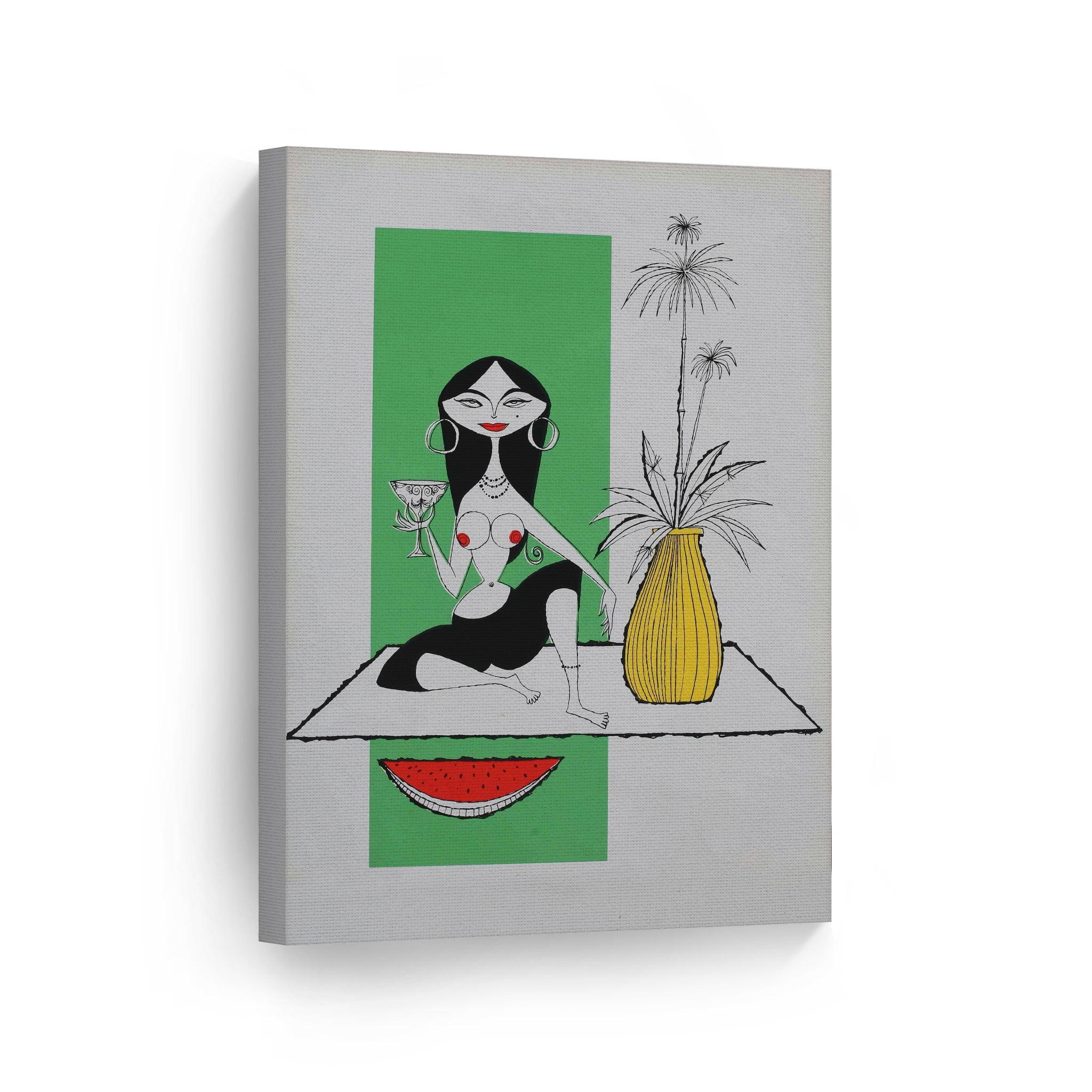 Smile Art Design Smoke Wall Art Canvas Print Woman Drinking Cannabis ...