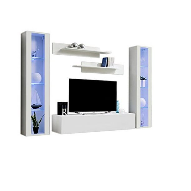 Wall Mounted Floating Modern Entertainment Center Fly A, White, B2 ...