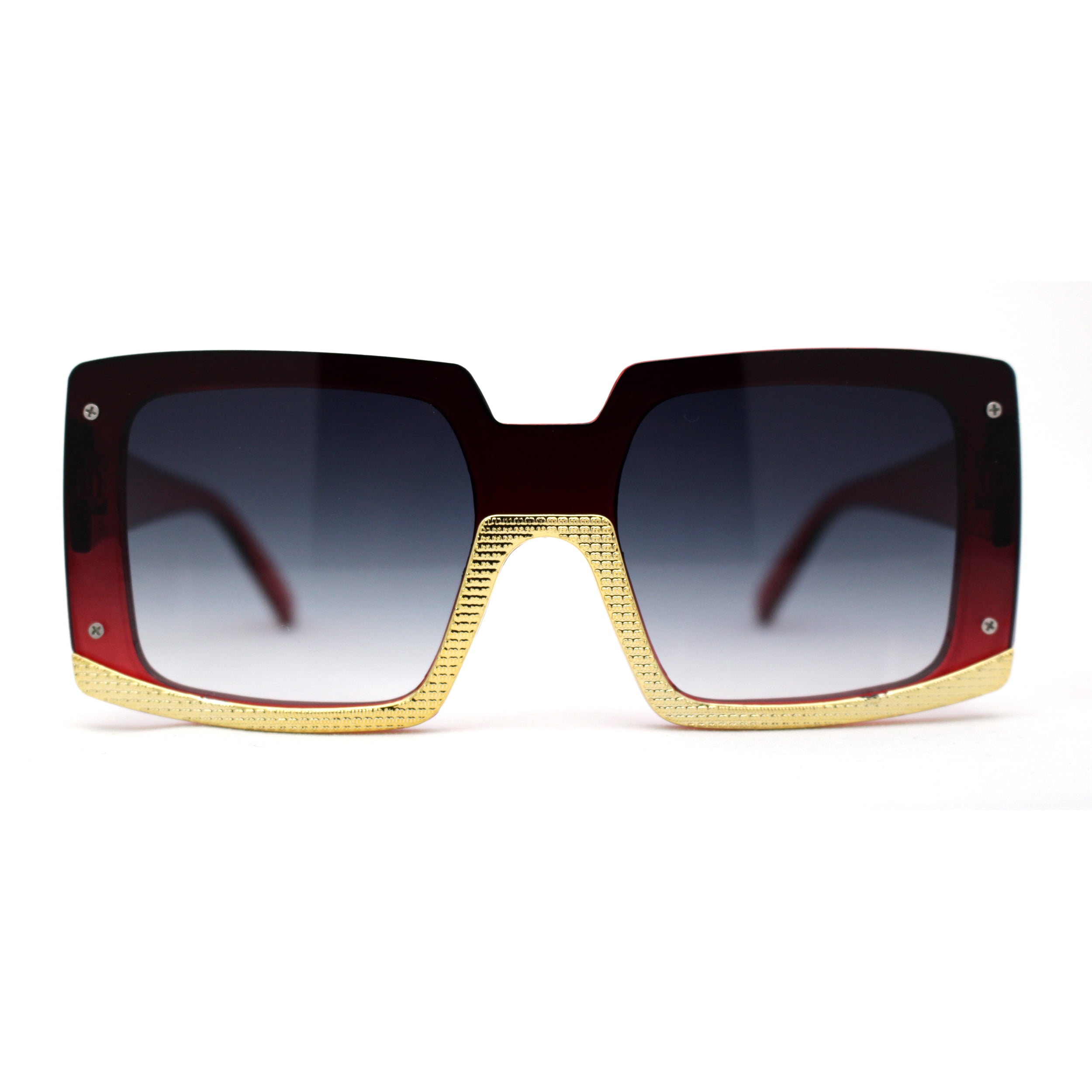 Womens Bottom Half Rim Trim Shield Mod Rectangle Fashion Sunglasses Red ...