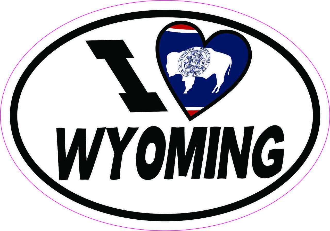 5in x 3.5in Oval I Love Wyoming Sticker - Walmart.com