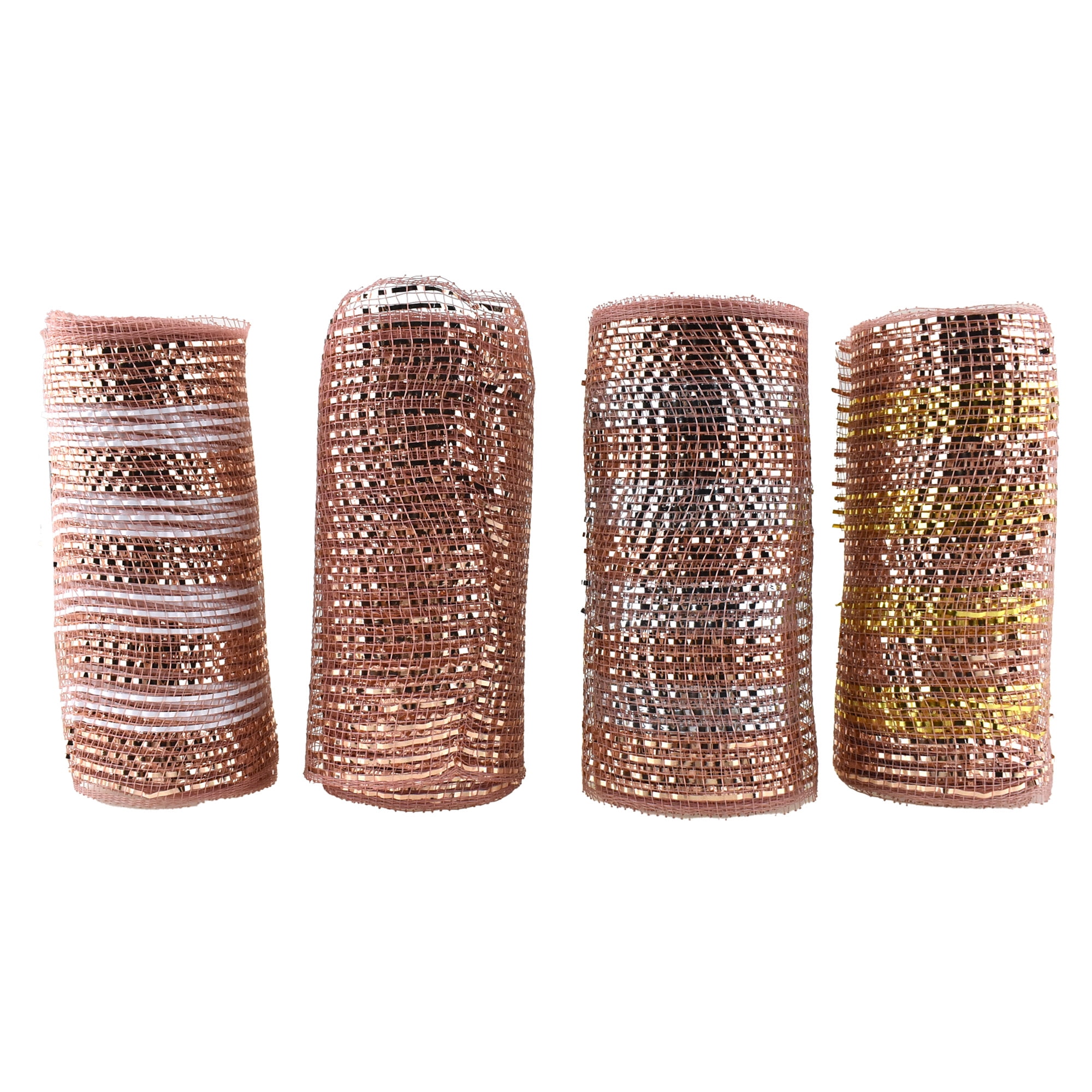 Metallic Mesh Wrap Ribbon, Rose Gold, 6-Inch, 5-Yard, 4-Piece - Walmart.com