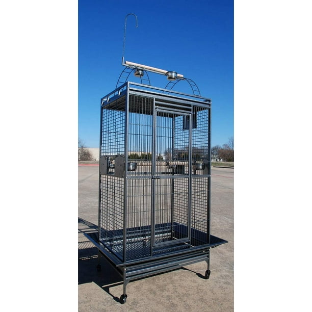 Large Elegant and Durable Wrought Iron Bird Parrot Open Play Top With ...