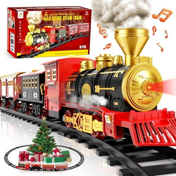 Christmas Train Set for Under The Tree with Real Smoke, Lights and ...