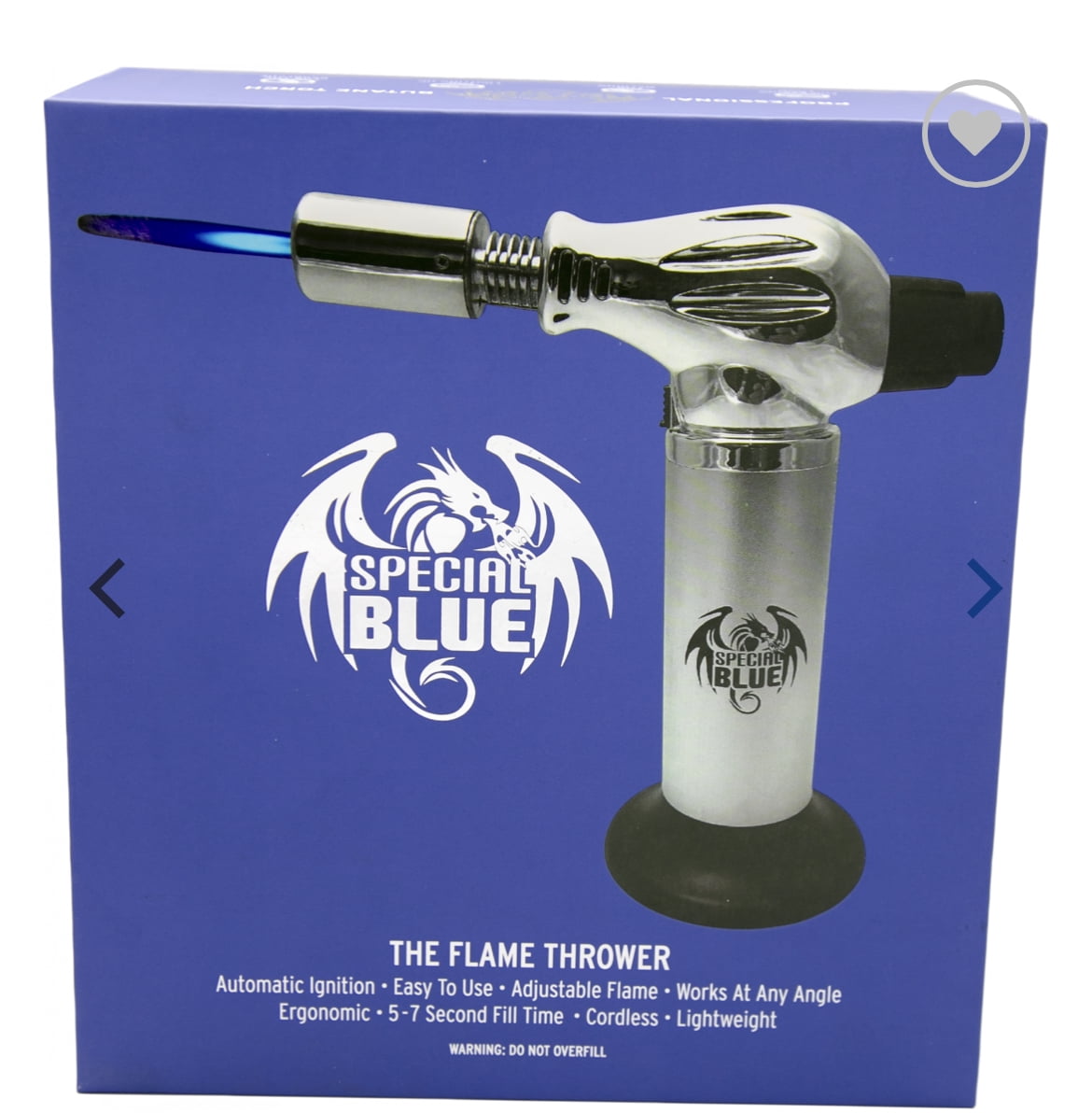 Special Blue Butane Torch - The Flame Thrower / 7.25" / SILVER ...