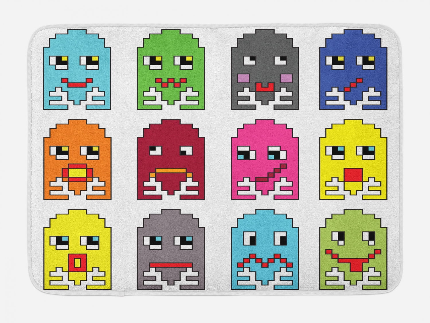 90s Bath Mat, 90's Vintage Video Games Style Cartoon Showing Vary ...
