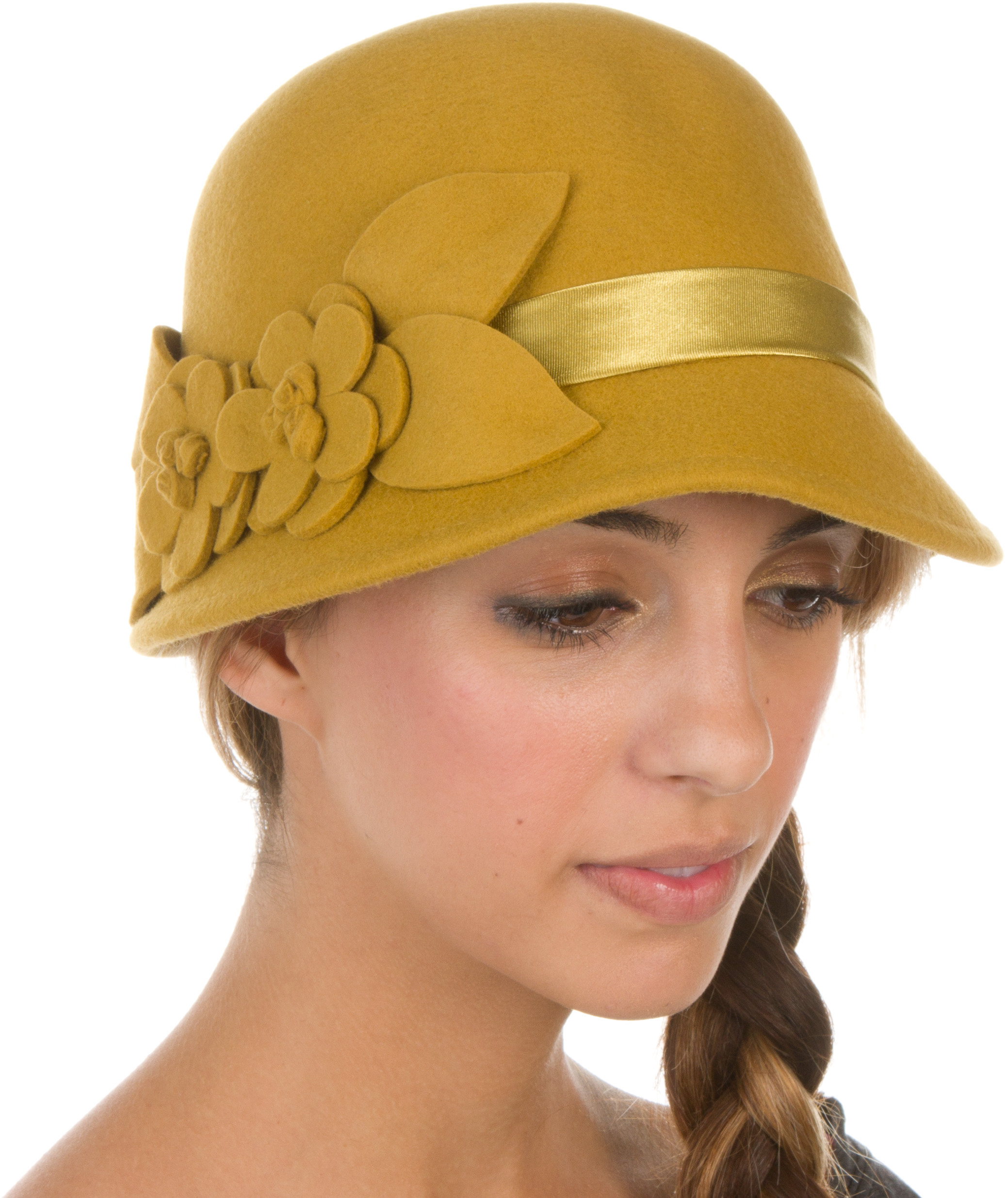 Sakkas Vivian Vintage Style 100% Wool Cloche Bell Hat with Flower ...