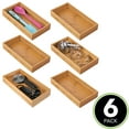 mDesign Stackable 12" Long Wooden Bamboo Drawer Organizer - 6 Pack ...