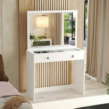 Boahaus Alexandra Modern Vanity Table, White Finish for Bedroom ...