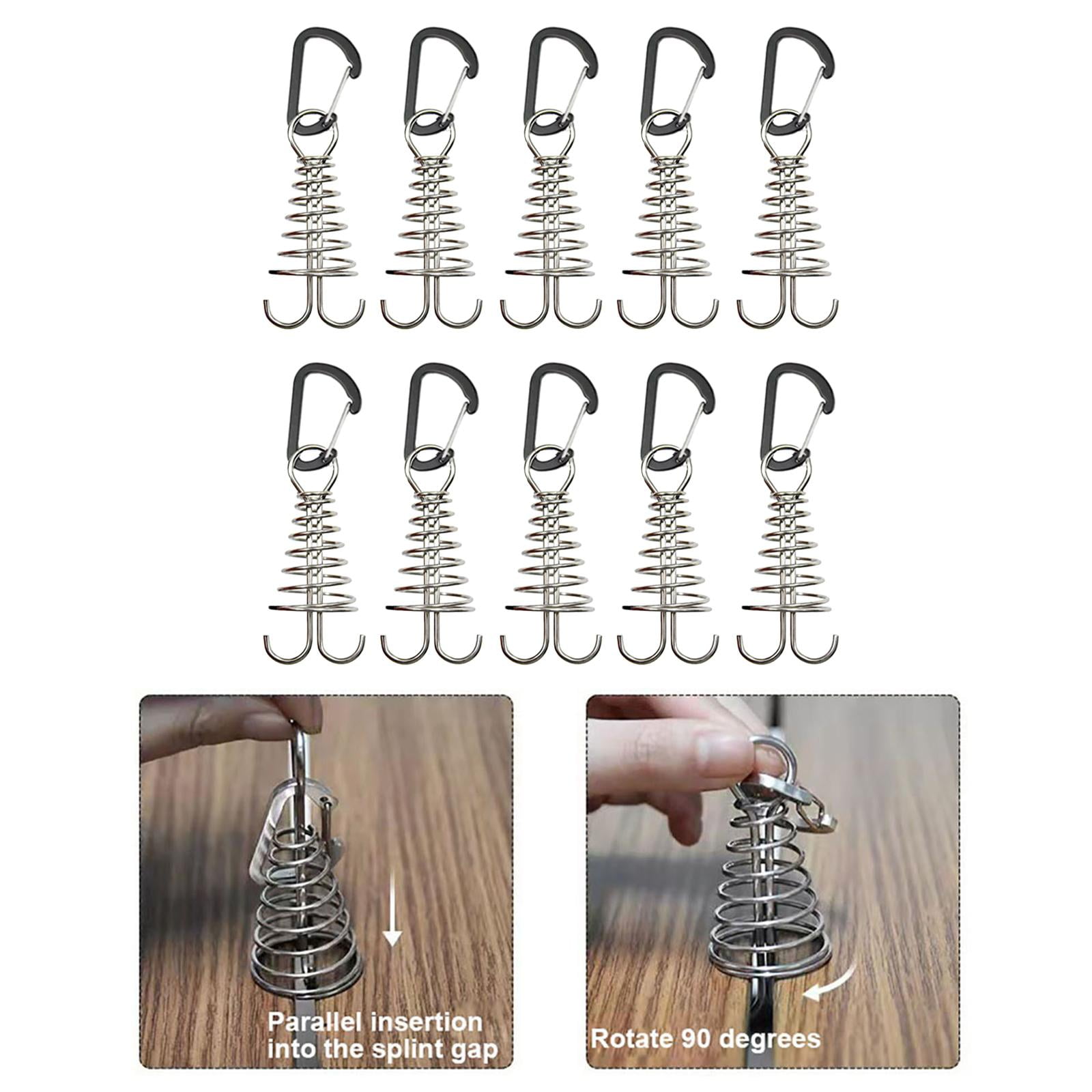 10x Tent Stakes Deck Anchor Peg with Spring Buckle High Strength ...