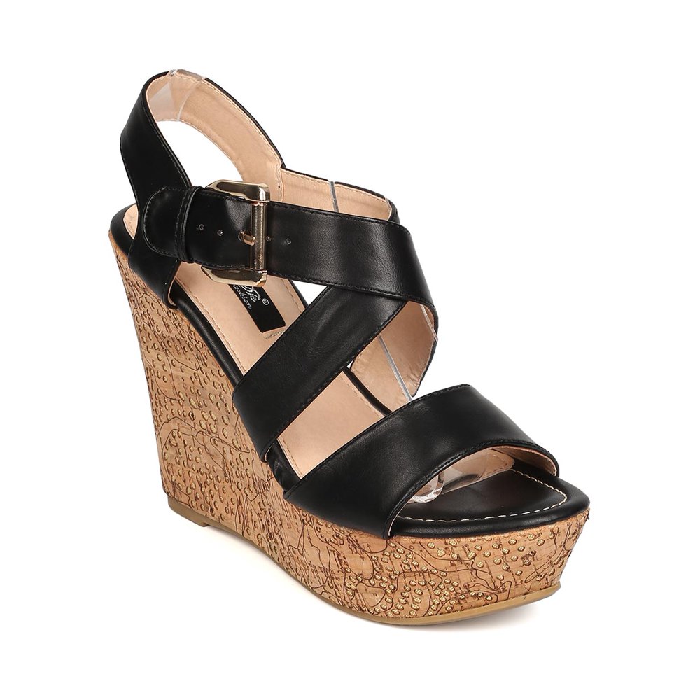 DbDk - New Women DbDk Carolinee-1 PU Open Toe Cross Strap Cork Platform ...
