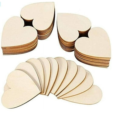 50 Pcs Wooden Hearts Wooden Craft Hearts Small Wood Slices Diy Wooden ...