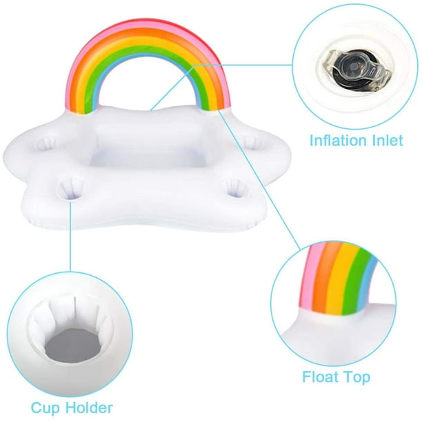 swimming pool Inflatable Rainbow Cloud Drink Holder Floating Beverage ...