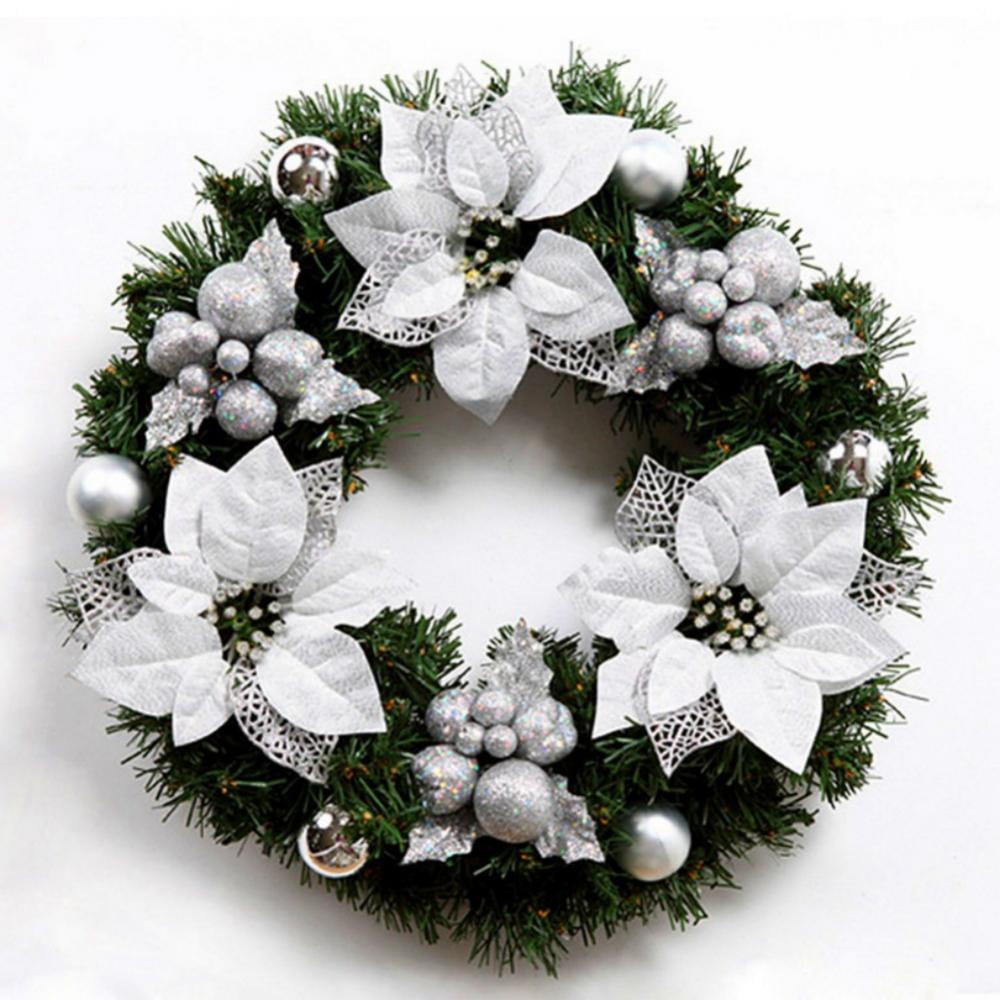 KARLSITEK 16 Inch Christmas Flower Ball Fake Vine Wreath Front Door ...