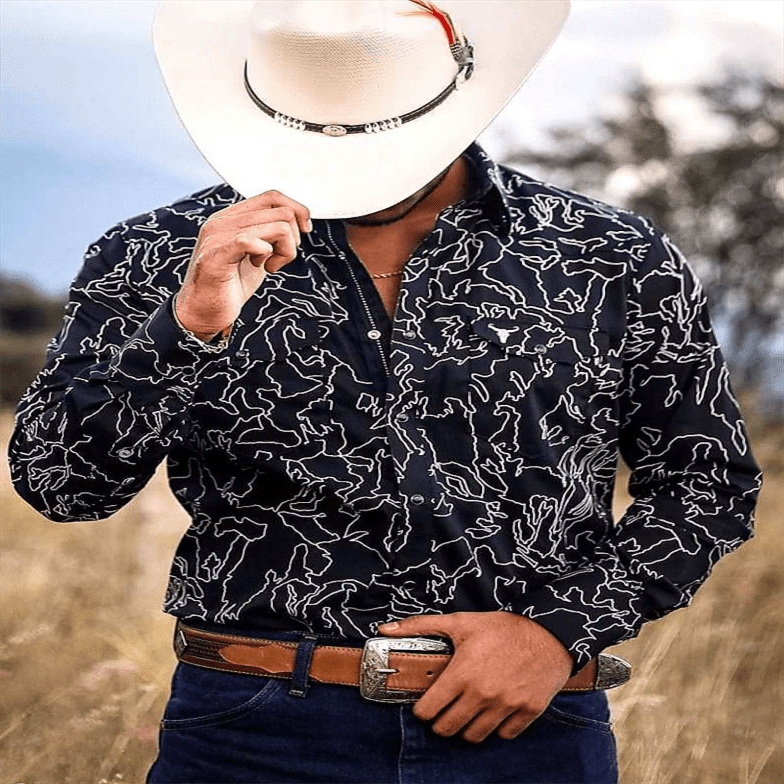 Camisa vaquera de manga larga estilo étnico tribal para fiestas, estilo ...