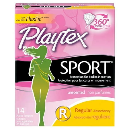 Playtex Sport Unscented Super Plus S+ Plastic Tampons, 14 Count ...