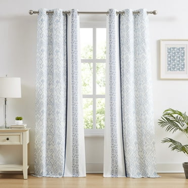 Lanco Blue Curtain, Grommet Light Filtering Window Curtains for Bedroom ...