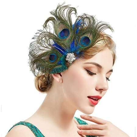 Peacock Feather Hair Clip Peacock Fascinator Roaring 20s Peacock ...