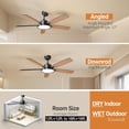 52 Inch Indoor Black Ceiling Fans with Lights Led Remote Control Flush ...