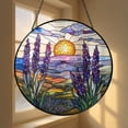 Violet Flower Field Stained Glass Suncatcher – Sunset Window Hanging ...
