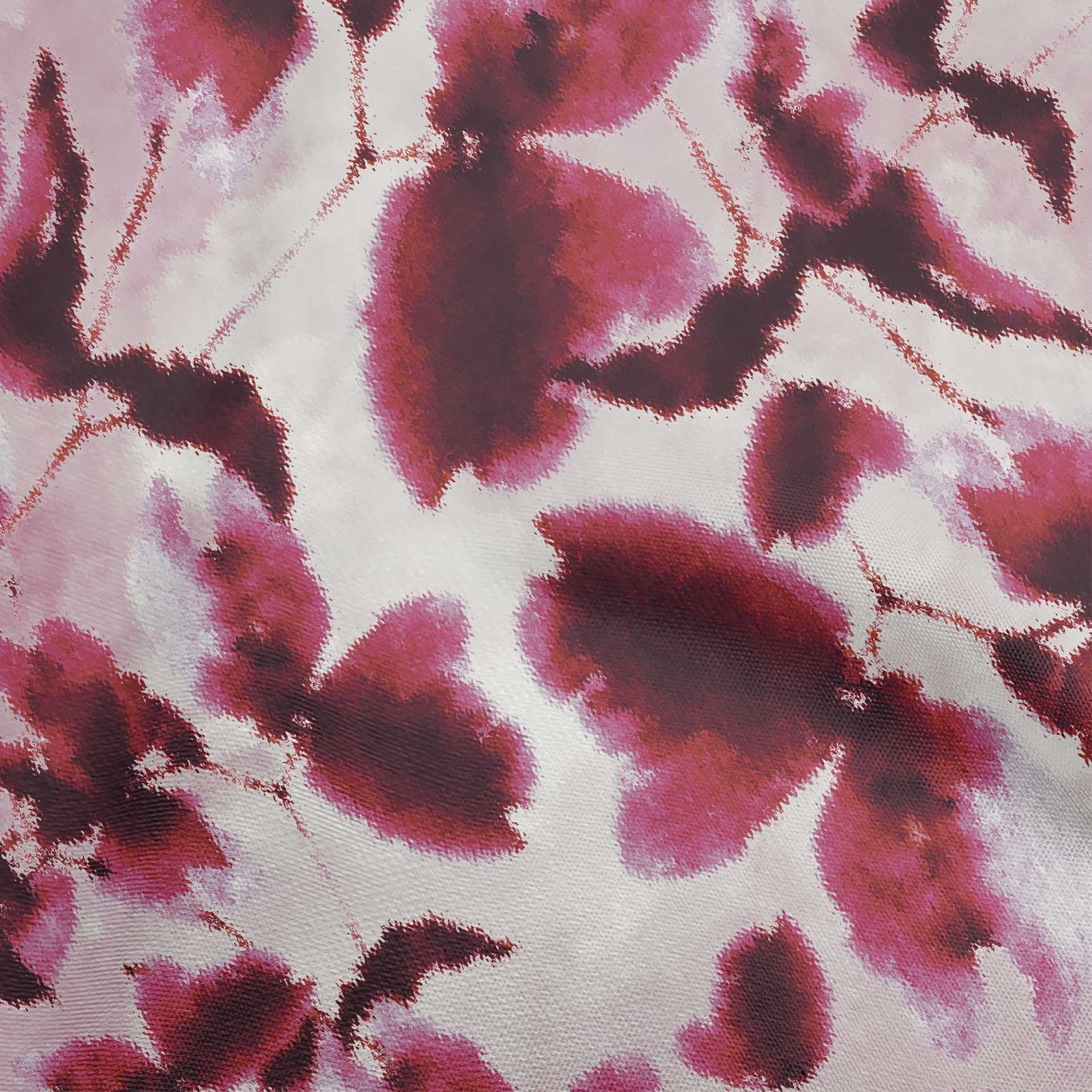 oneOone Silk Tabby Maroon Fabric Abstract-Blurred Floral Pattern Sewing ...
