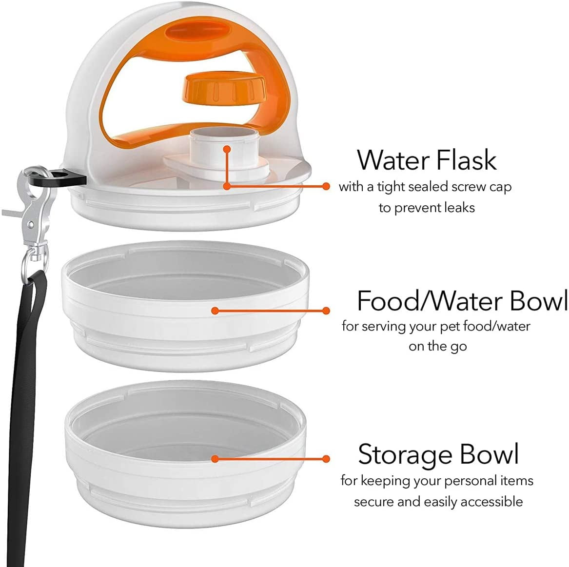 Complete Pet Leash Feeding System - 10 oz Water Flask - Walmart.com