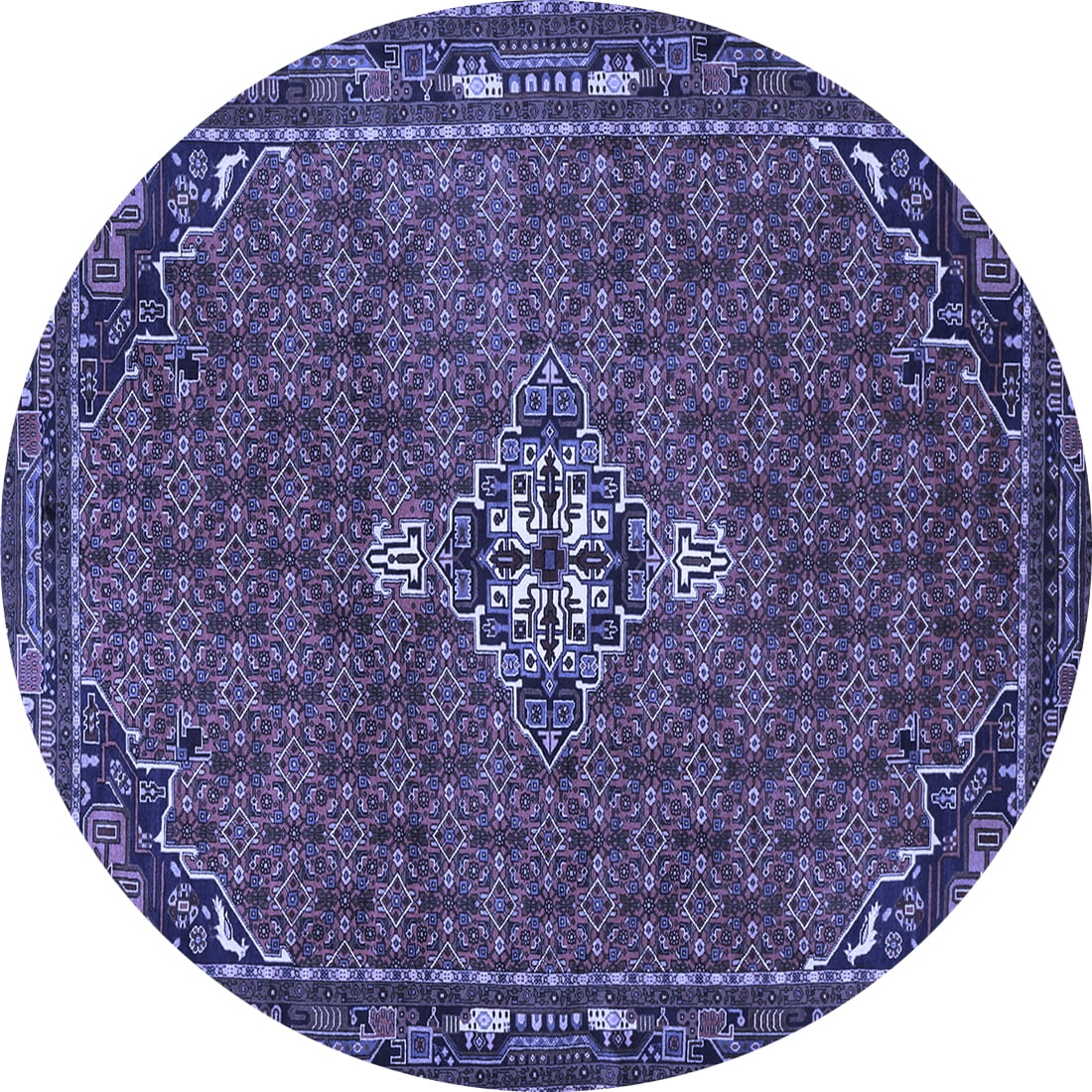 Ahgly Company Indoor Round Persian Blue Traditional Area Rugs, 8' Round ...