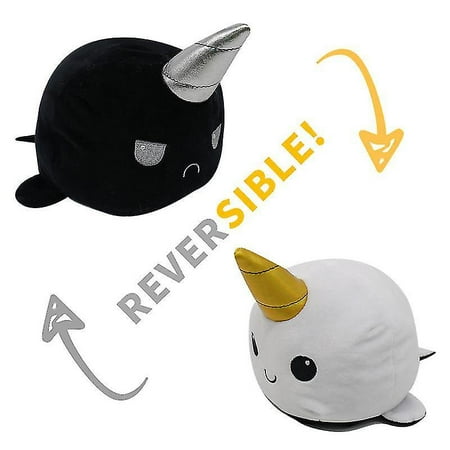Reversible Animal Plushie Double-sided Flip Doll Show Mood Toy(Black ...