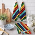 3 Pack Colorful Stripes Kitchen Towels Mexican Aztec Abstract Ethnic ...