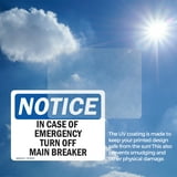 (2 Pack) In Case Of Emergency Turn Off Main Breaker OSHA Notice Sign ...