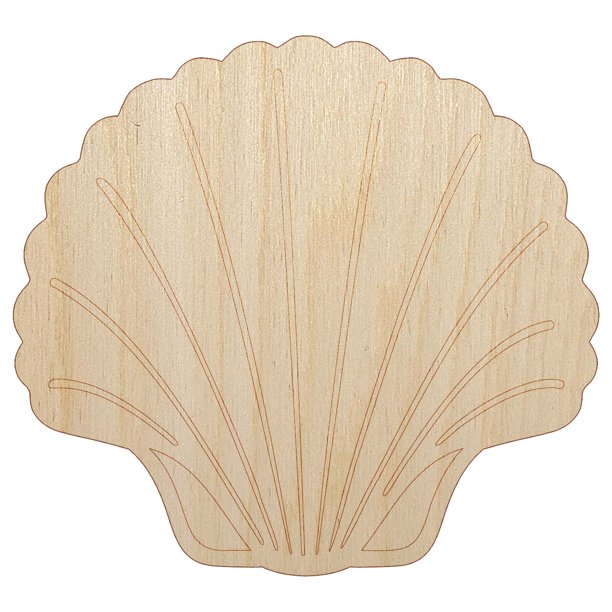 Scallop Seashell Beach Shell Wood Shape Unfinished Piece Cutout Craft ...