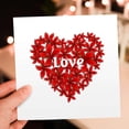 3drose, Image of Large Red Floral Heart with Word Love, 6 Greeting ...