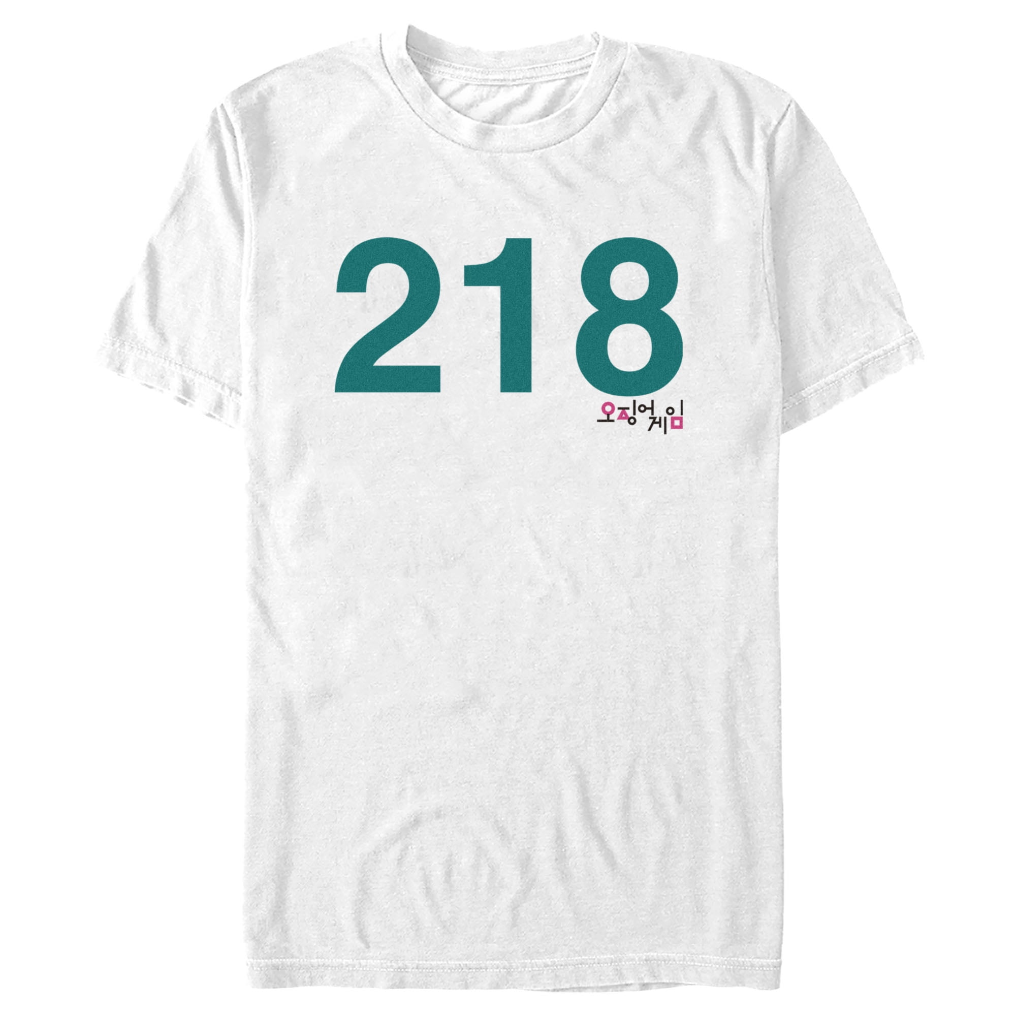 Click here for Mens Squid Game Player 218 T-Shirt - White - Large prices