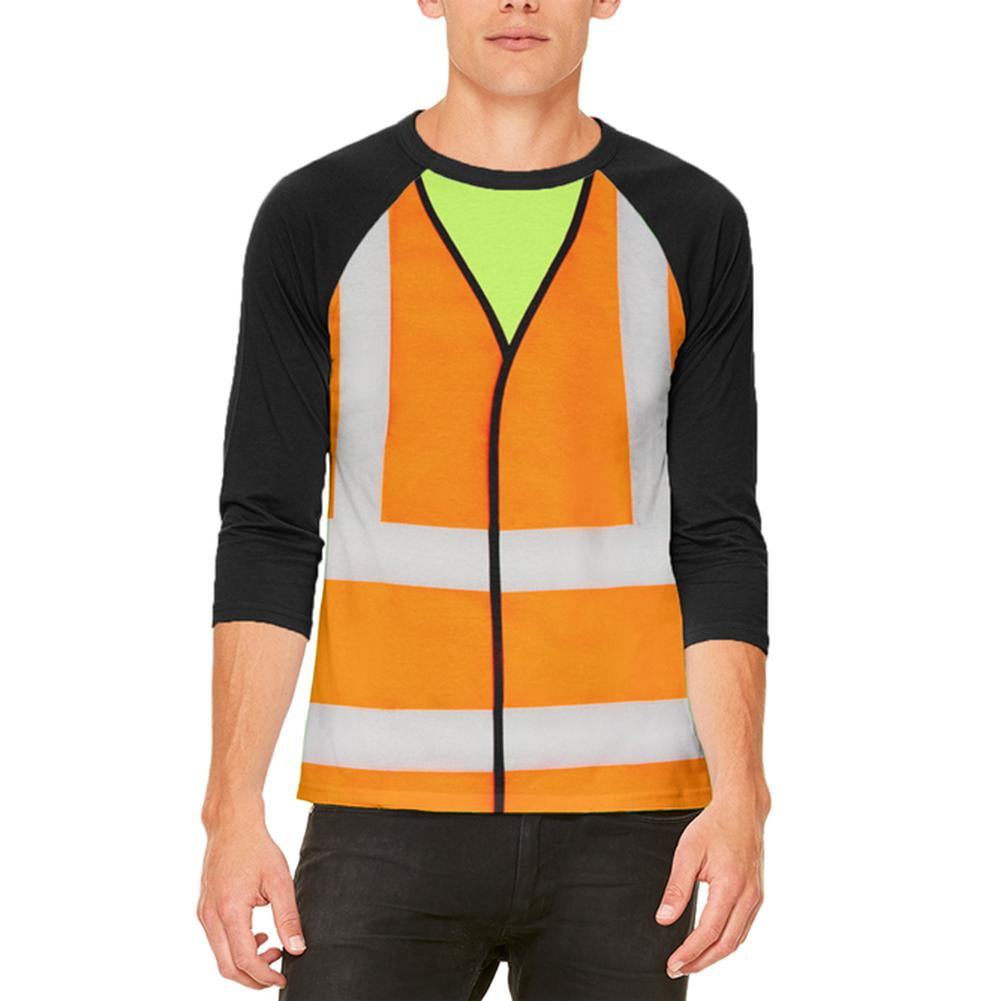 Halloween Road Worker Construction Vest Costume Mens Raglan T Shirt ...