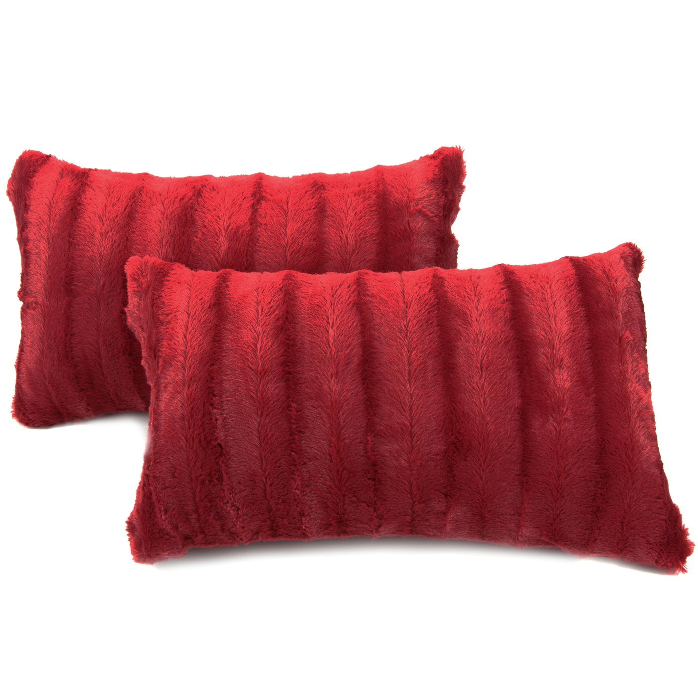 Cheer Collection 12" x 20" Decorative Throw Pillows, Maroon - Set of 2 ...
