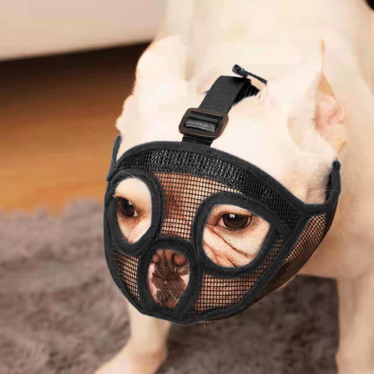 Haobuy Short Snout Dog Muzzles, Adjustable Breathable Mesh Bulldog ...