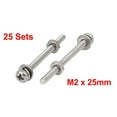 Uxcell M2 x 25mm 304 Stainless Steel Pan Head Screws Nuts w Washers (25 Sets) - Walmart.com