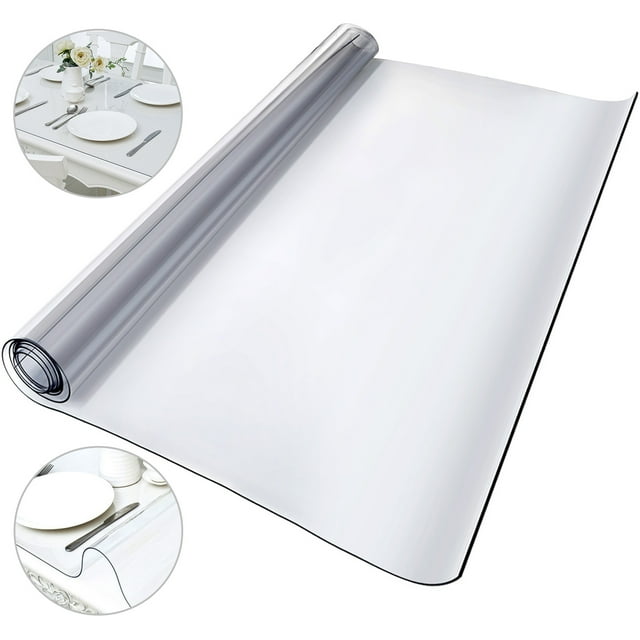 BENTISM 72X46 inch Plastic Table Pad Thick Crystal Clear Table Cover ...